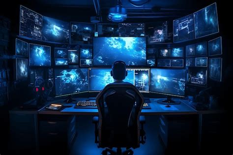 Premium Ai Image Photo Of Hacking Den Room Boys With Multiple