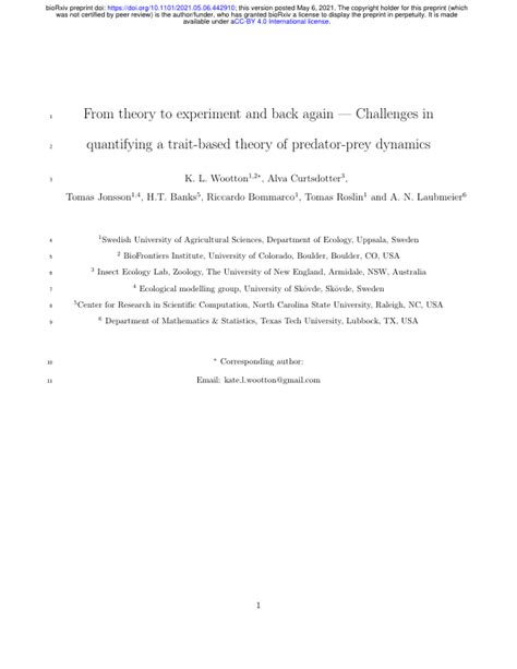 From Theory To Experiment And Back Again — Challenges In Quantifying A Trait Based Theory Of