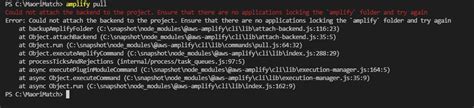 Bug After Initial Pull Error Could Not Attach The Backend To The Project Ensure That There