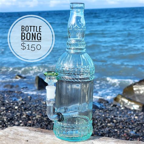 Upcycled Glass Bottle Bong With Relief Detailing Bongs In Paradise