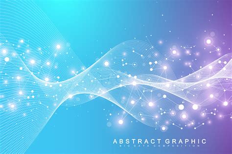 삶의 확장 연결된 라인과 점 파도 흐름과 다채로운 폭발 배경 시각화 양자 기술 추상 그래픽 배경 폭발 모션 버스트 벡터 그림 Rna에 대한 스톡 벡터 아트 및 기타 이미지