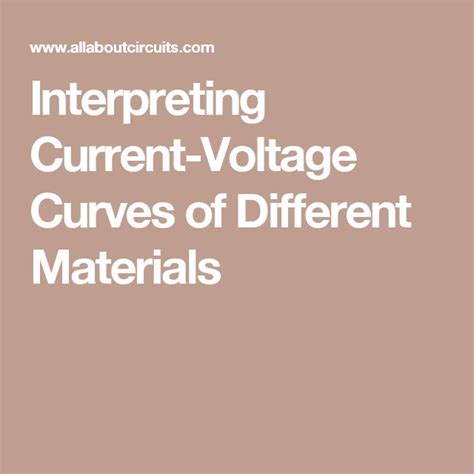Interpreting Current Voltage Curves Of Different Materials Curves
