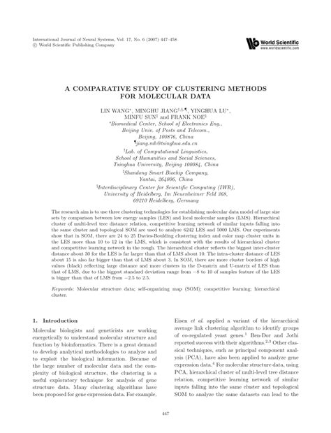 Pdf A Comparative Study Of Clustering Methods For Molecular Data