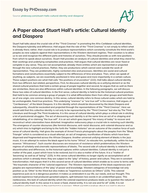 Cultural Identity And Diaspora By Stuart Hall Tmbi