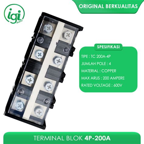 Terminal Block 4 Pole 200a Terminal Block Tc 20004 Tc Series Shopee Malaysia