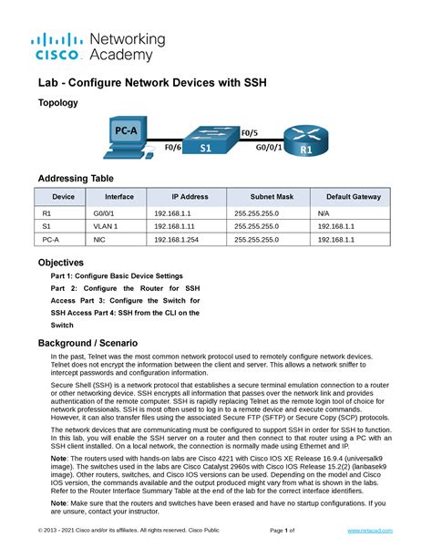 Lab P Configure Network Devices With Ssh Mek Aru Lab Configure Network Devices With SSH
