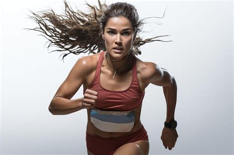 Premium Ai Image Attractive Sporty Woman Runner In Action Isolated On White Background