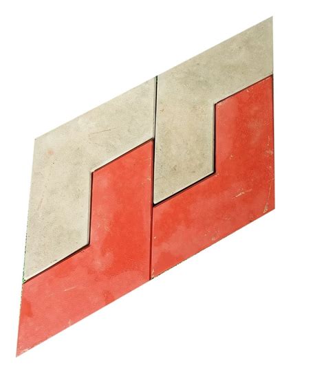 Red And Grey L Shape Concrete Interlocking Tiles For Flooring Thickness 60mm At 12 Piece In