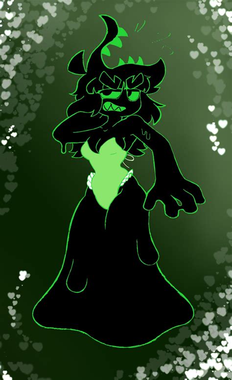 Rule 34 Black Body Black Eyes Black Hair Breasts Cleavage Green