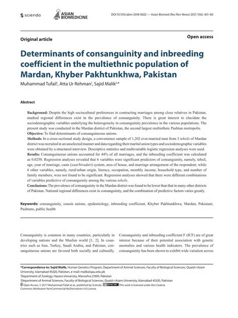 Pdf Determinants Of Consanguinity And Inbreeding Coefficient In