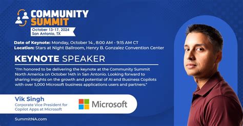 microsoft corporate vice president vik singh to keynote community