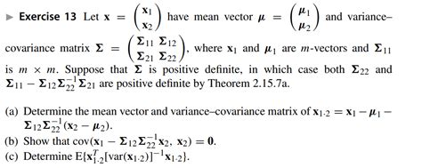 Solved Exercise 13 Let Xx1x2 Have Mean Vector μμ1μ2