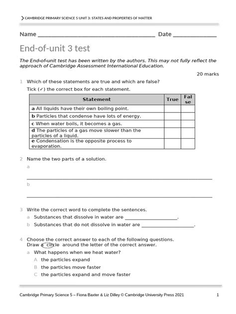 P Science 5 End Of Unit 3 Pdf