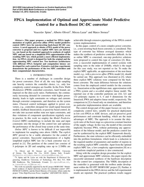 Pdf Fpga Implementation Of Optimal And Approximate Model Predictive