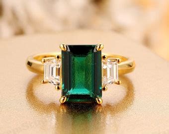 Lab Created Emerald Ring Etsy