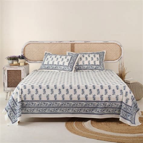 Pure Cotton Double Bedsheet Set With 2 Pillow Covers King Size Hand