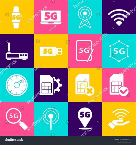 Set 5g Network Sim Card Antenna Stock Vector Royalty Free 2612376773 Shutterstock