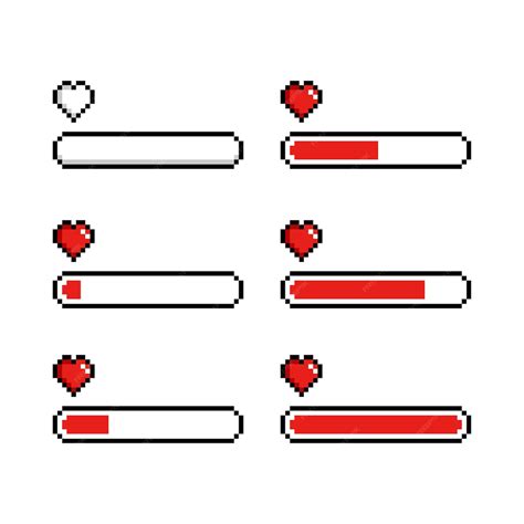 Premium Vector Pixel Game Life Bar Vector Art 8 Bit Health Heart Bar