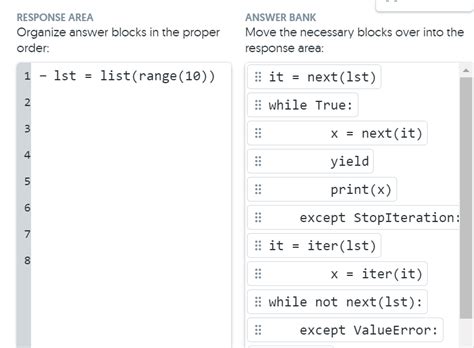 Solved RESPONSE AREA Organize Answer Blocks In The Proper Chegg Com