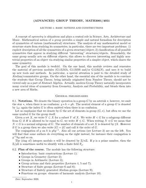 All Lecture Notes For Msc Grouo Theory Compined Into One Pdf First