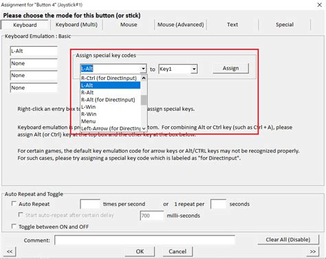 button assignment for a certain key doesn t work such as alt ctrl key