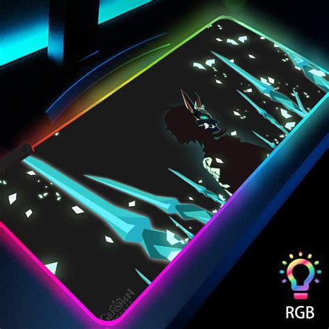 Rgb 게임 데스크 매트 원신 임팩트 샤오미 마우스 패드 대형 키보드 매트 마우스 매트 롱 러그 Pc Led 라이트 게이머 발광 마우스 패드