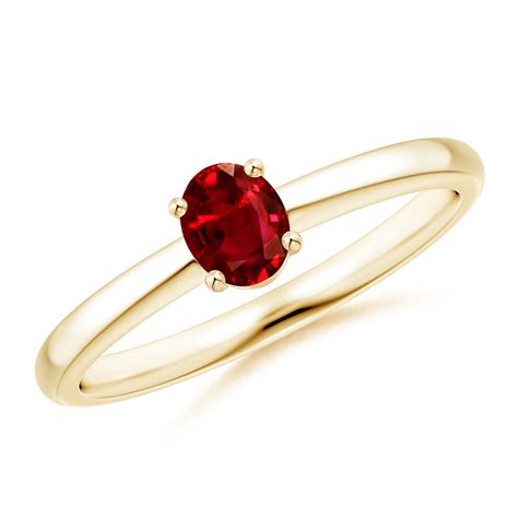 Classic Solitaire Oval Ruby Promise Ring Angara