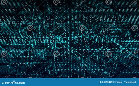 Abstract Technology Background Futuristic Matrix Particles Big Data Digital Code Stock Image