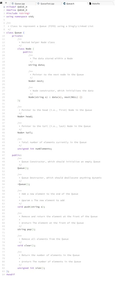 Solved C Quevecpp G Queveh 1 Include Queue Hl 2∗∗
