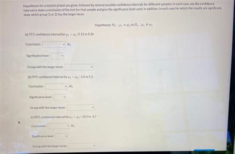 solved hypotheses for a statistical test are given followed