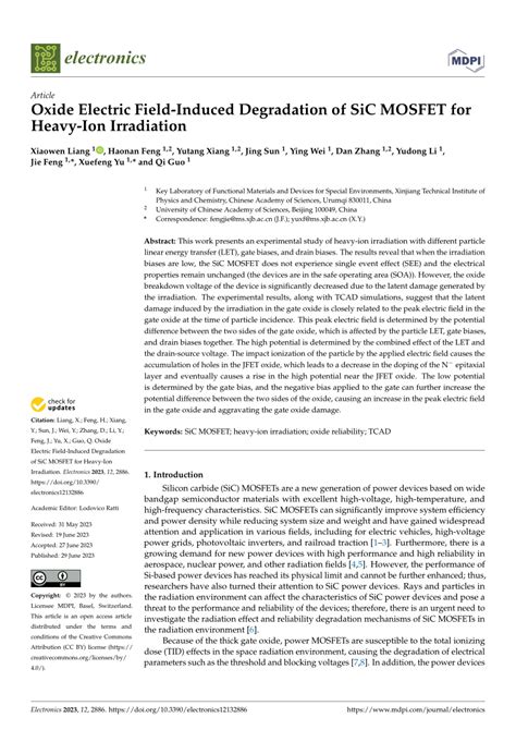 Pdf Oxide Electric Field Induced Degradation Of Sic Mosfet For Heavy Ion Irradiation