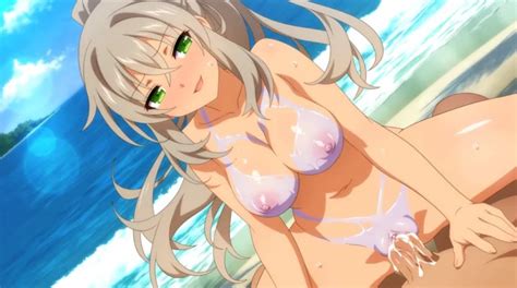 Rule 34 1boy 1girls Anime Style Areolae Beach Blush Breasts