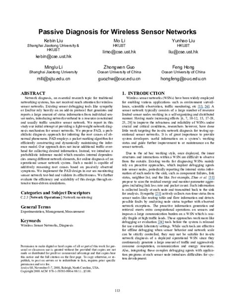 Pdf Passive Diagnosis For Wireless Sensor Networks