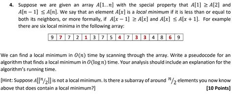 Solved Suppose We Are Given An Array A N With The Chegg
