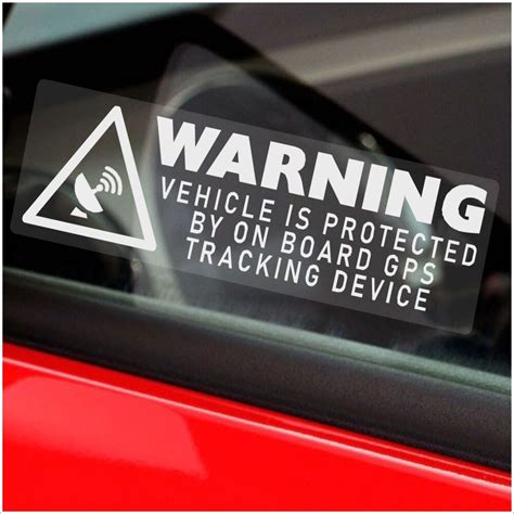signs warning on board gps vehicle protected by tracker window stickers