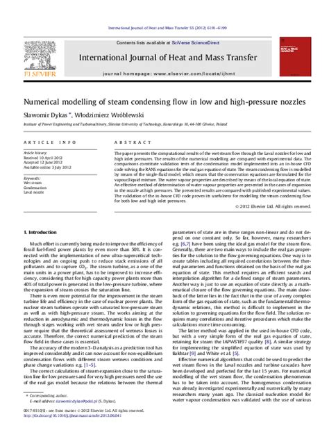 Pdf Numerical Modelling Of Steam Condensing Flow In Low And High Pressure Nozzles