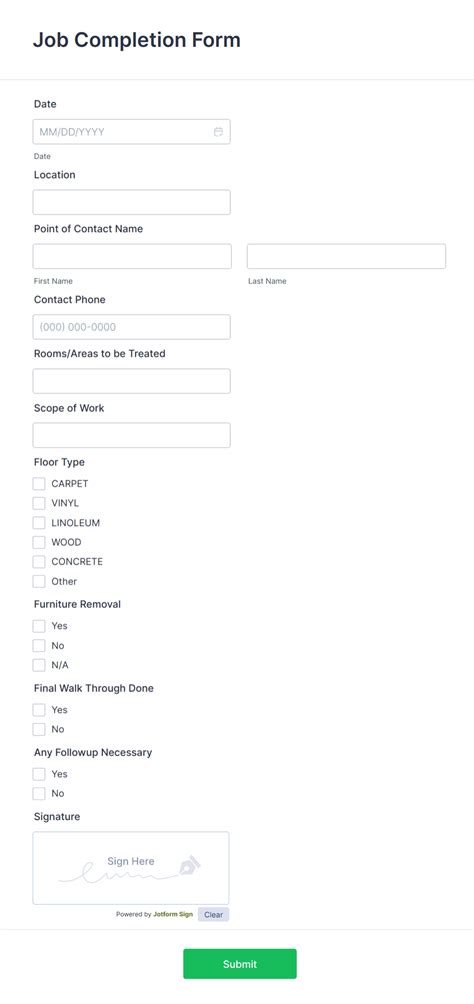 Job Completion Form Template Jotform