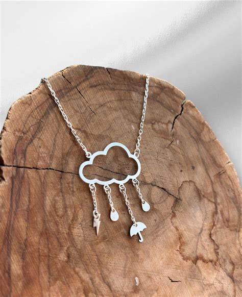 Cloud Necklace Sterling Silver Cloud And Rain Necklace Dainty Cloud Jewelry Cute Cloud