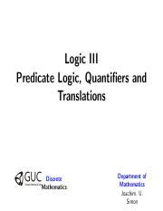 Discrete Math Lecture Predicate Logic Quantifiers And Translations Pdf Logic III Predicate