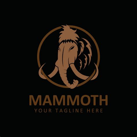 Woolly Mammoth Logo Design Template With Long Tusks Creative And