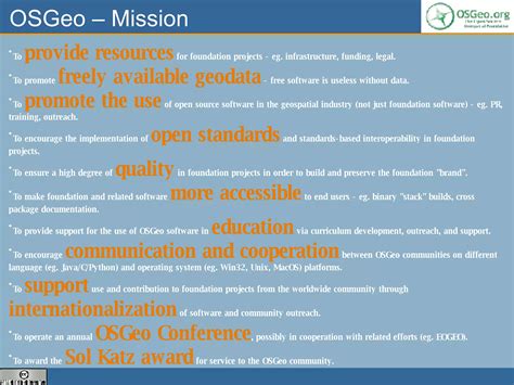 Open Source Geospatial Foundation Osgeo Ppt
