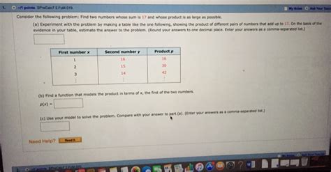 solved 1 consider the following probiem find two numbers