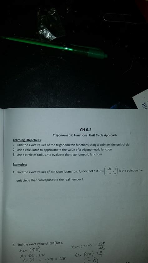 solved ch 6 2 trigonometric functions unit circle approach