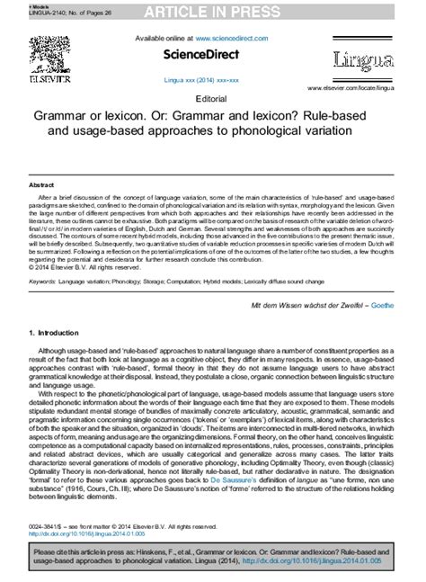 Pdf Grammar Or Lexicon Or Grammar And Lexicon Rule Based And Usage