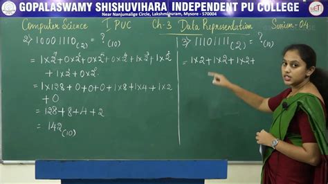 Computer Science 1st Puc Ch 03 Data Representation Binary To Decimal Conversion S04