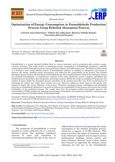 Pdf Optimization Of Energy Consumption In Formaldehyde Production Process Using Reboiled