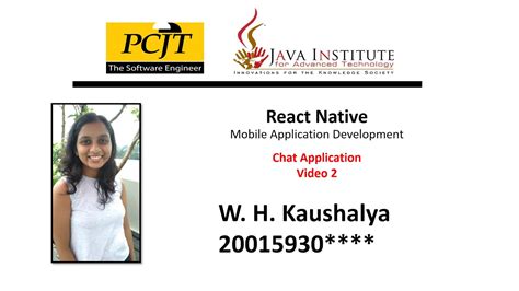 React Native Mobile Application Development Chat Application Video 2 Youtube