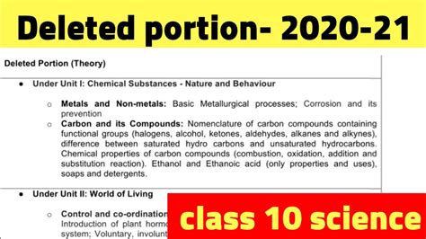 Class 10th Science Deleted Topic In 2020 21science Deleted Portion 2020 21cbse Latest News