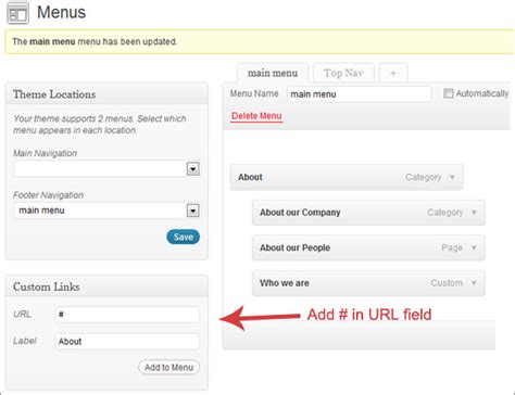 create a wordpress menu navigation link that s not clickable beginwp