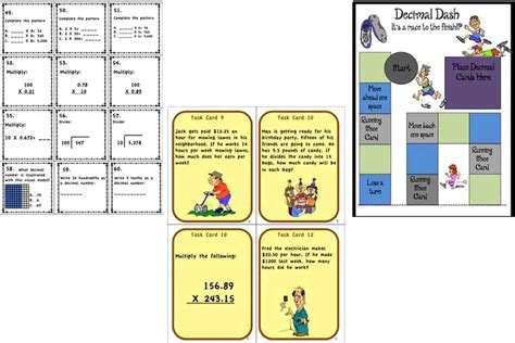 10 printable decimal board games for 4th 7th graders